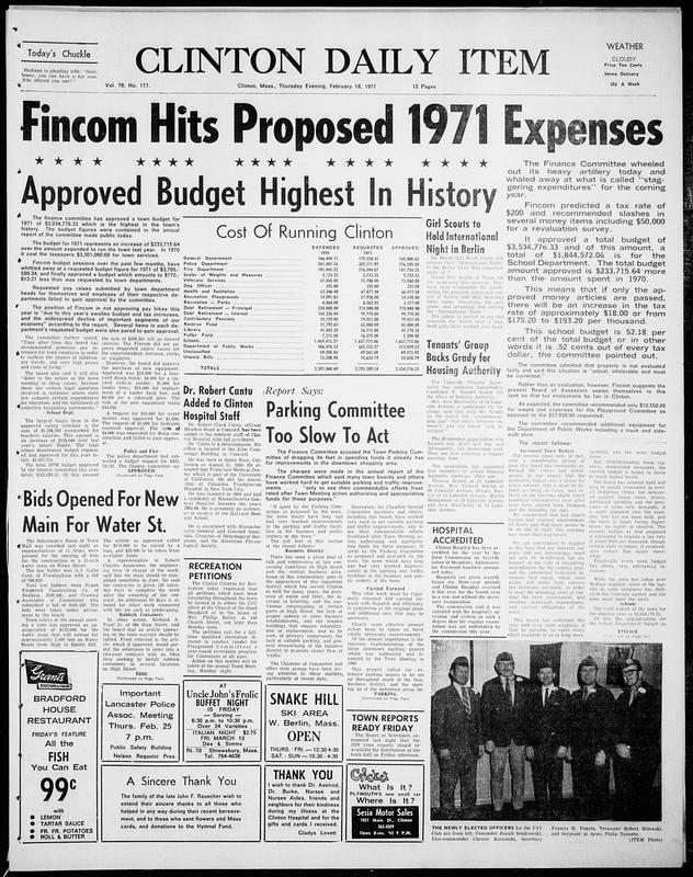 Clinton Daily Item. February 18, 1971 - Digital Commonwealth