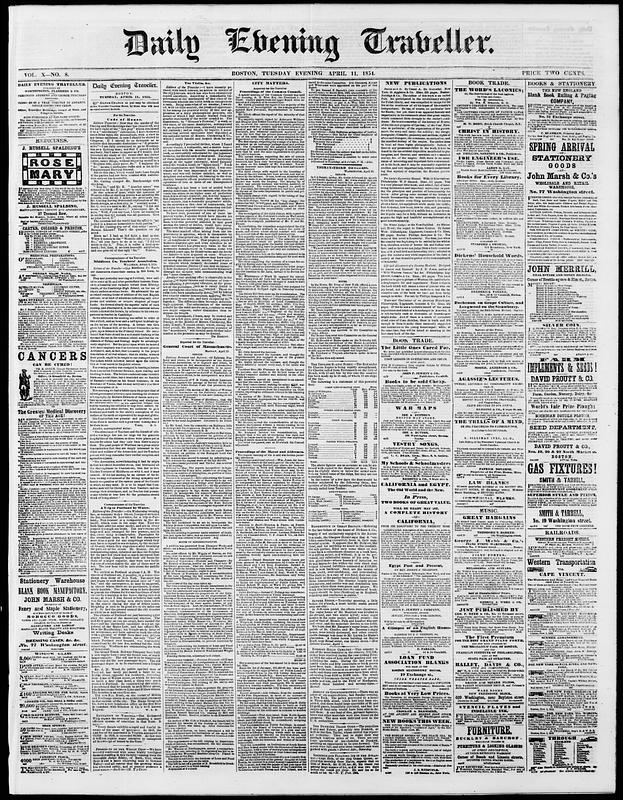 Daily Evening Traveller. April 11, 1854 - Digital Commonwealth
