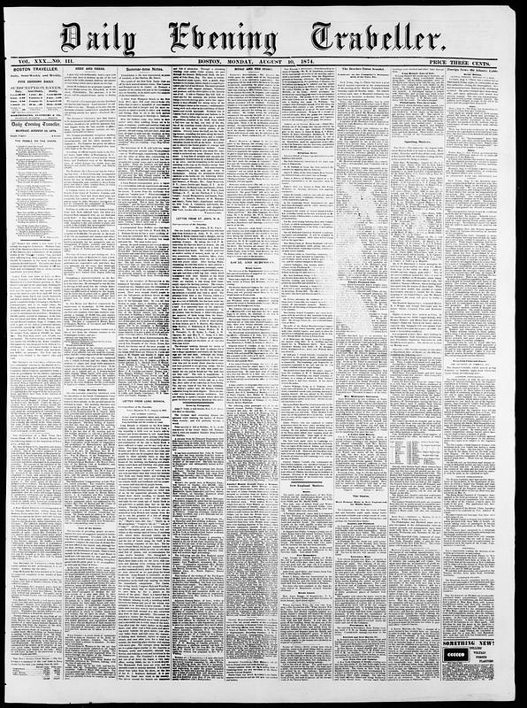 Daily Evening Traveller. August 10, 1874 - Digital Commonwealth