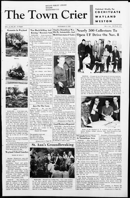 The Town Crier. November 05, 1959 - Digital Commonwealth