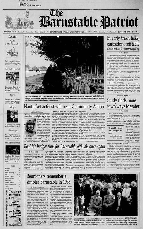 Barnstable Patriot. October 12, 2000 - Digital Commonwealth