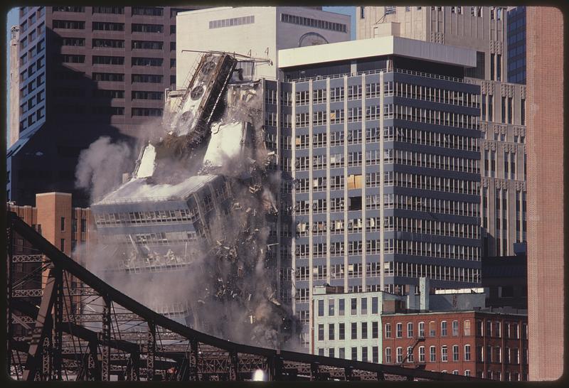 Travelers Insurance Building imploding, from Fan Pier - Digital ...