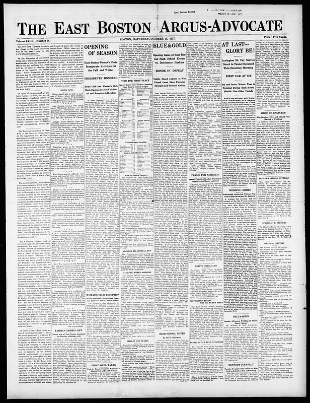 East Boston Argus-Advocate. October 15, 1927 - Digital Commonwealth