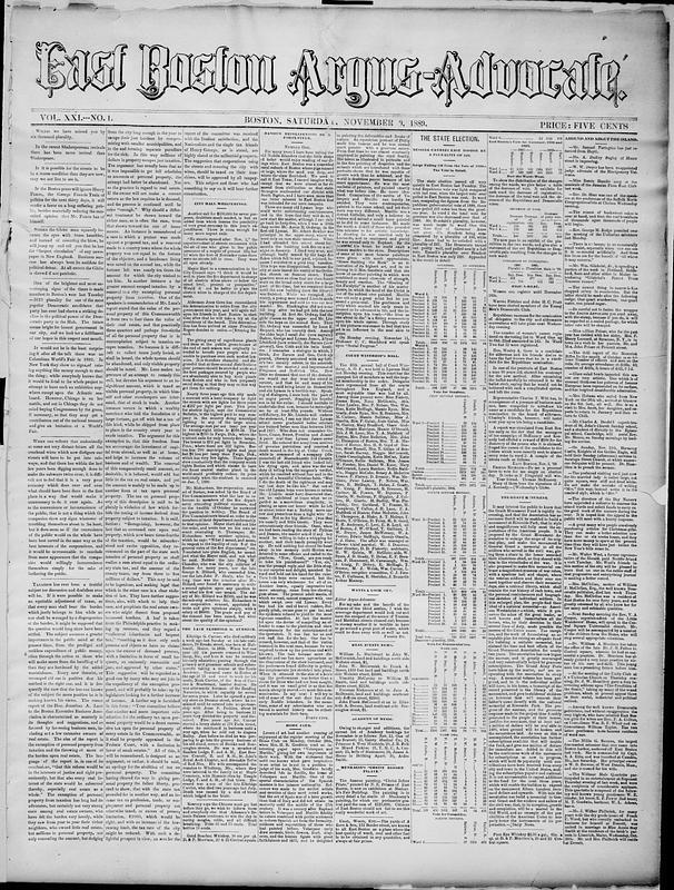 East Boston Argus-Advocate. November 09, 1889 - Digital Commonwealth