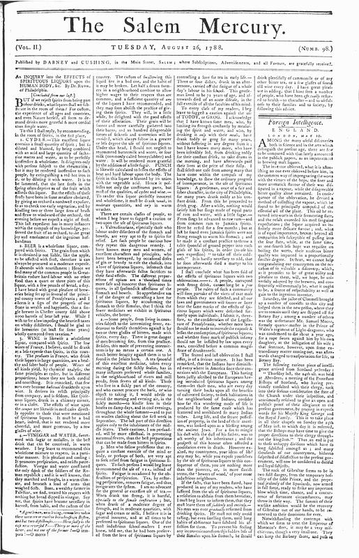 The Salem Mercury. August 26, 1788 - Digital Commonwealth