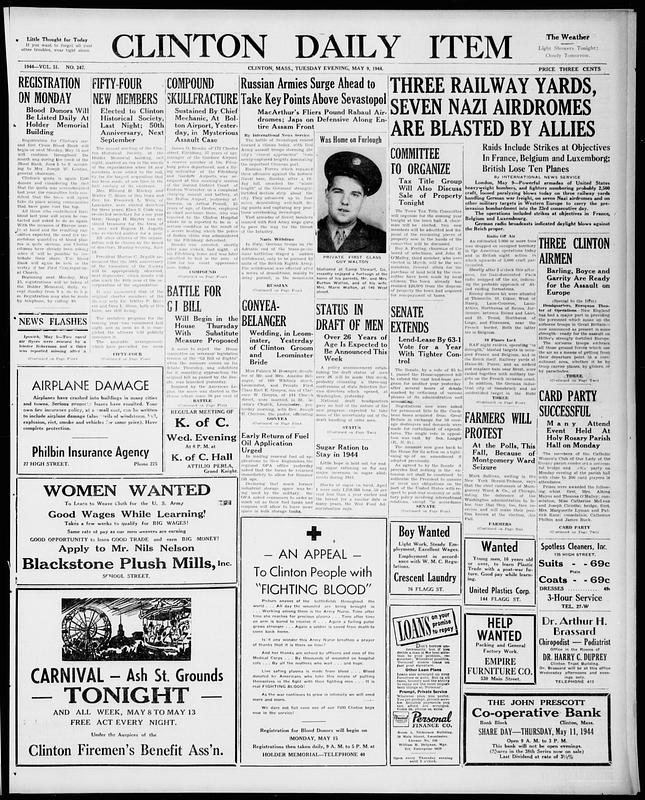 Clinton Daily Item. May 09, 1944 - Digital Commonwealth