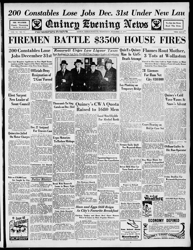 Quincy Evening News. December 13, 1933 - Digital Commonwealth