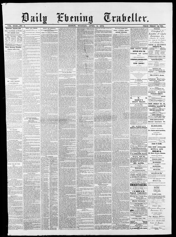 Daily Evening Traveller. April 06, 1875 - Digital Commonwealth