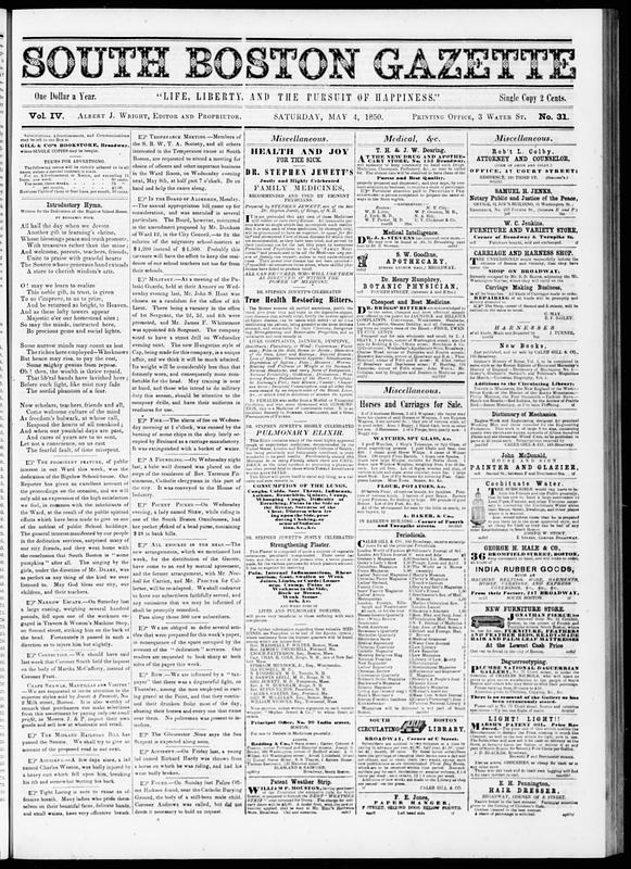 South Boston Gazette. May 04, 1850 - Digital Commonwealth