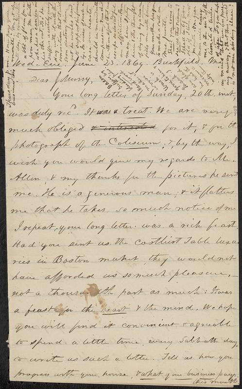 Letter from Zadoc Long to John D. Long, June 23, 1869 - Digital ...