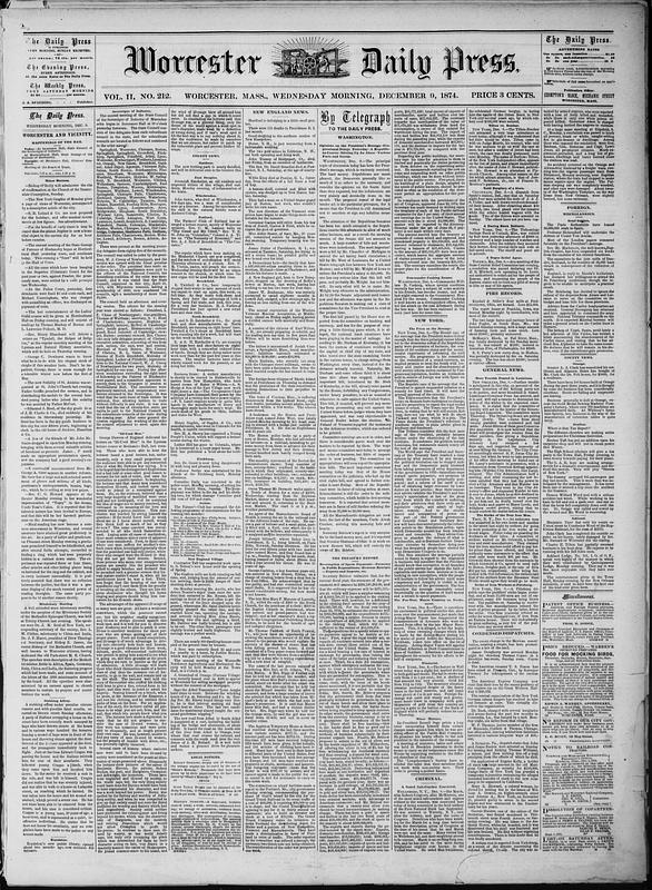 Worcester Daily Press. December 09, 1874 - Digital Commonwealth