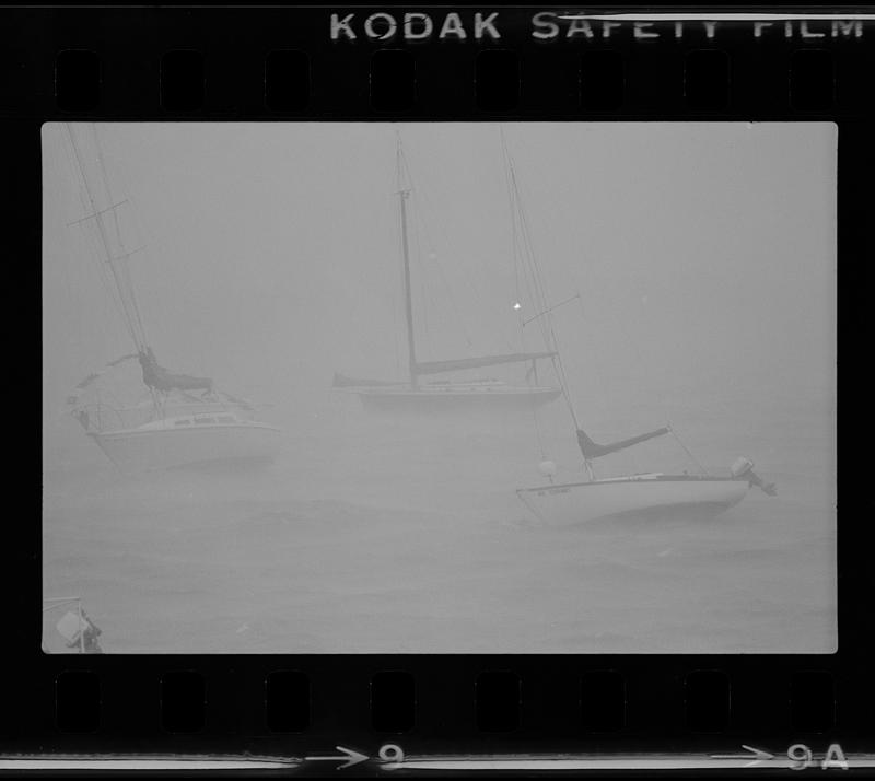 Boats on water during Hurricane David - Digital Commonwealth