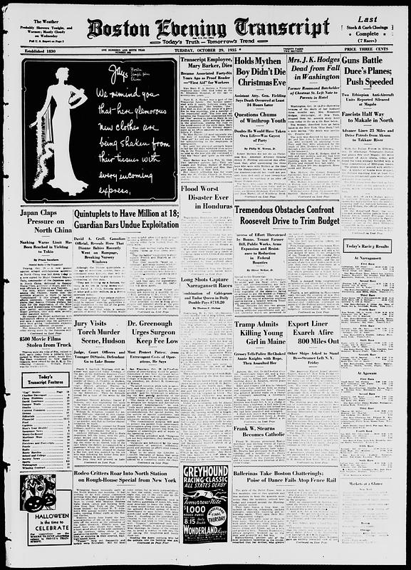 Boston Evening Transcript. October 29, 1935 - Digital Commonwealth