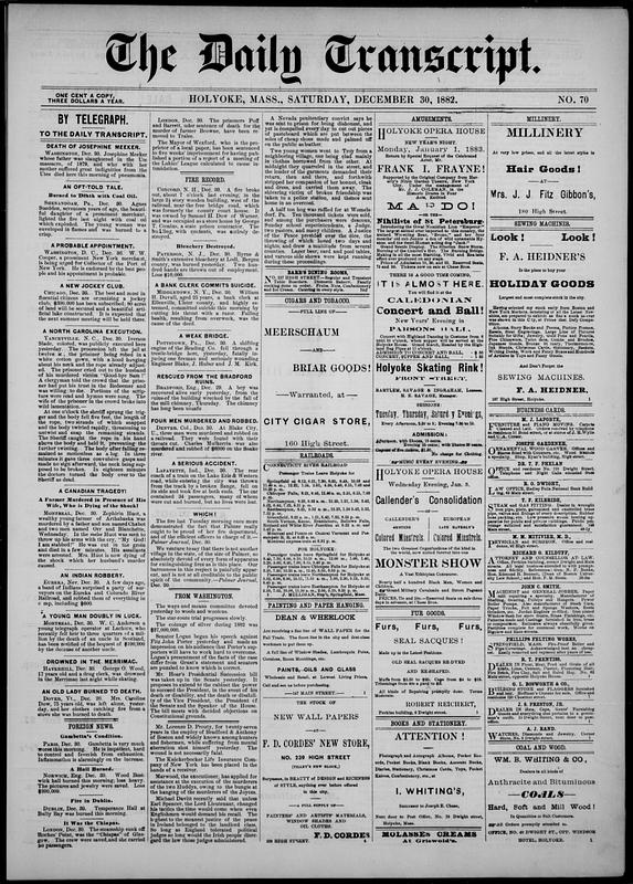 The Daily Transcript. December 30, 1882 - Digital Commonwealth