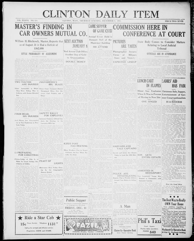 Clinton Daily Item. December 06, 1928 - Digital Commonwealth
