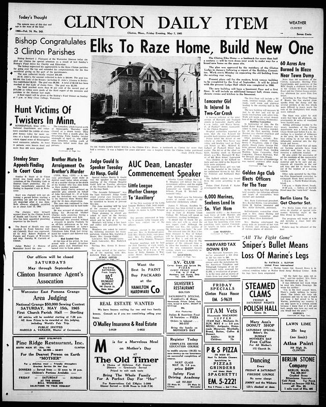 Clinton Daily Item. May 07, 1965 - Digital Commonwealth