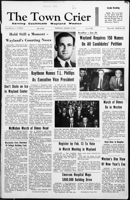 The Town Crier. January 04, 1962 - Digital Commonwealth