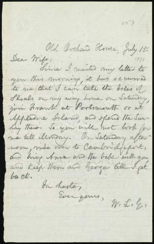 Letter from William Lloyd Garrison, Old Orchard House, [Maine], to ...