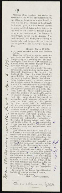 Letter from William Lloyd Garrison, Boston, [Mass], to Franklin George ...
