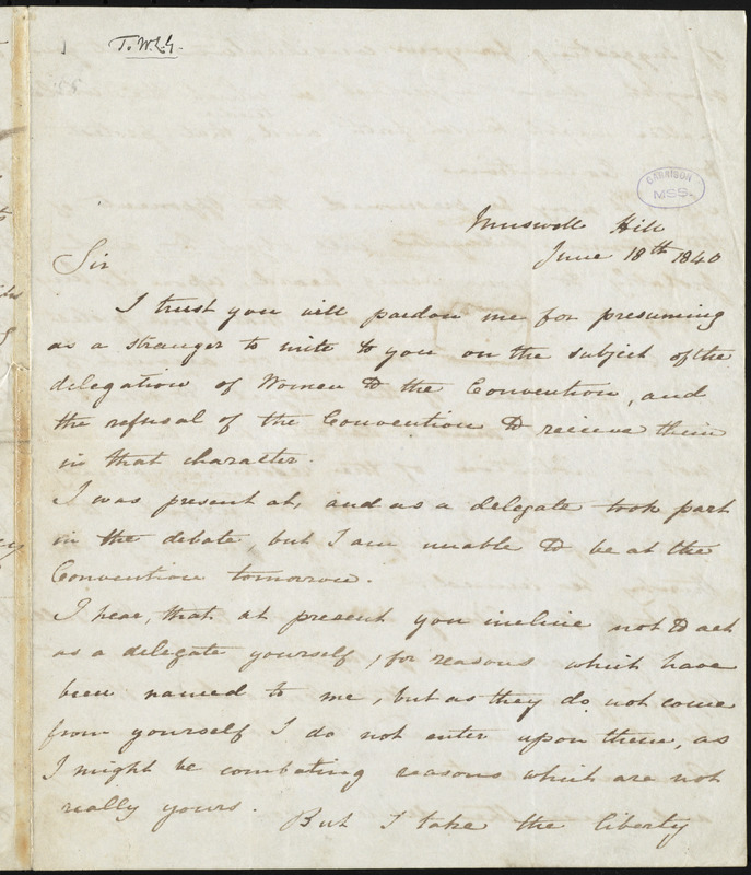 Letter from William Henry Ashurst, Muswell Hill, [England], to William ...