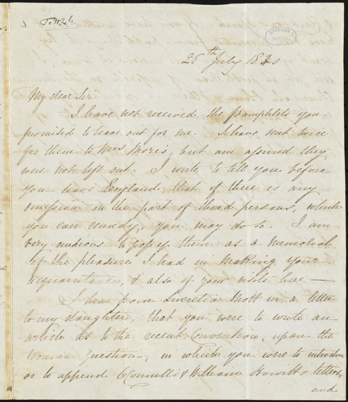 Letter from William Henry Ashurst, London?, England], to William Lloyd ...
