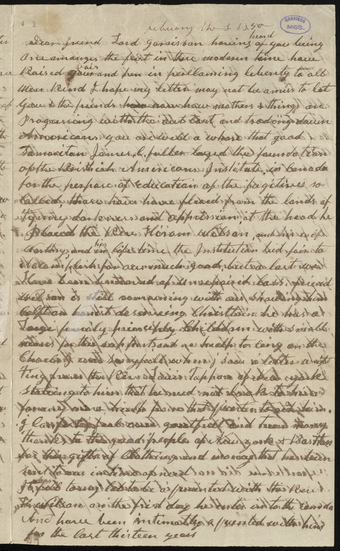Letter from James C. Brown, Chatham, Canada, to William Lloyd Garrison ...