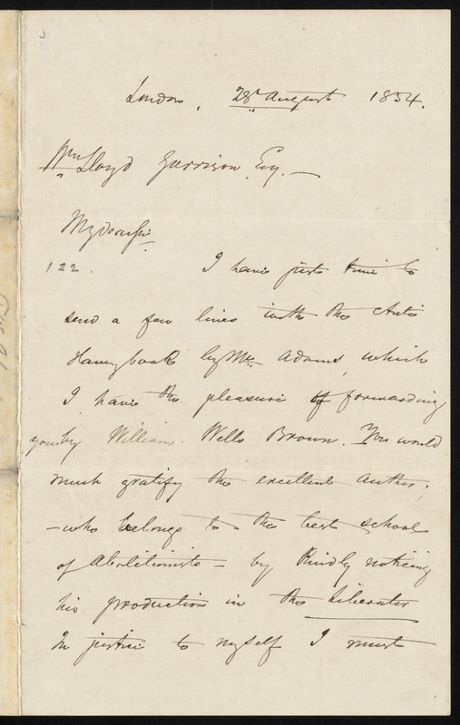 Letter from Frederick William Chesson, London, [England], to William ...