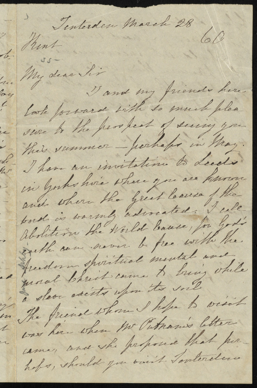 Letter from Jane Ashby, Tenterden, Kent, [England], to William Lloyd Garrison, March 28, [18]60 ...