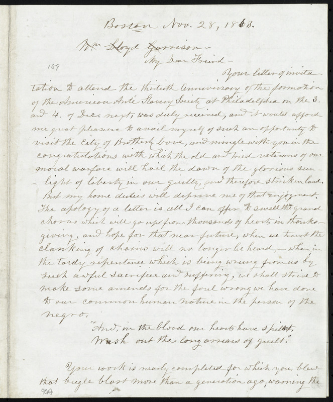 Letter from Nathaniel H. Whiting, Boston, [Mass.], to William Lloyd ...
