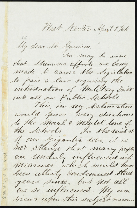 Letter from Nathaniel Topliff Allen, West Newton, [Mass.], to William ...