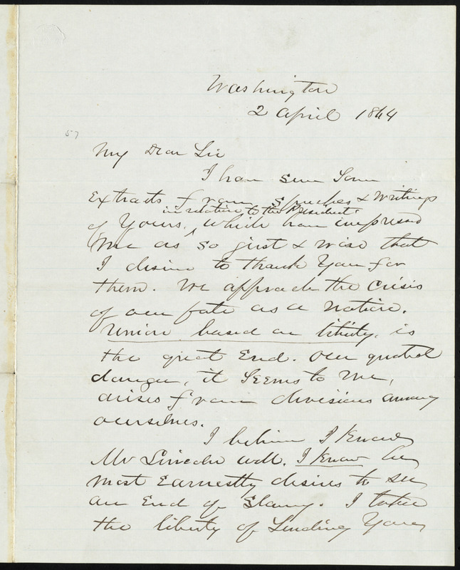 Letter from Isaac Newton Arnold, Washington, [D.C.], to William Lloyd ...