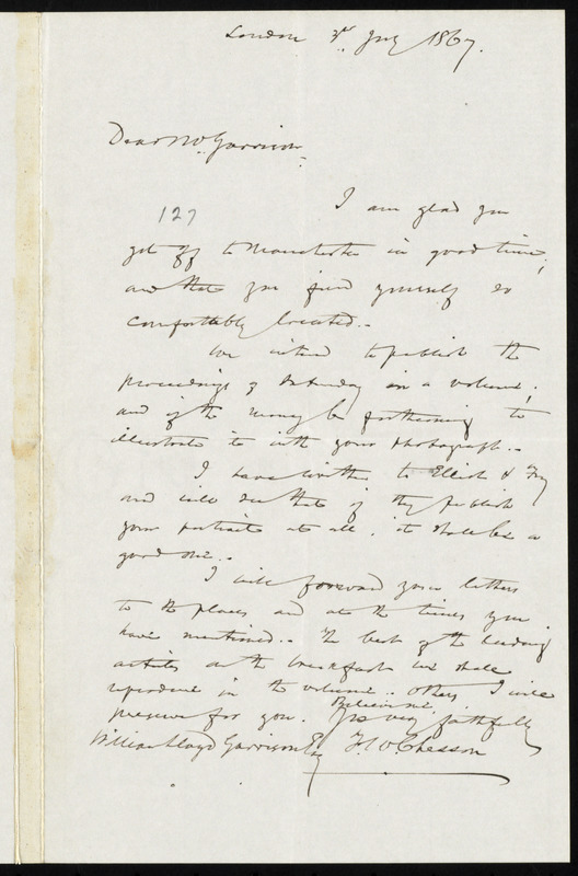 Letter from Frederick William Chesson, London, [England], to William ...