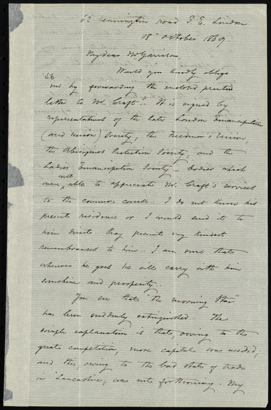 Letter from Frederick William Chesson, 62 Kensington Road, S. E ...