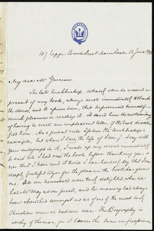 Letter from S. Alfred Steinthal, 107 Upper Brooke Street, Manchester ...