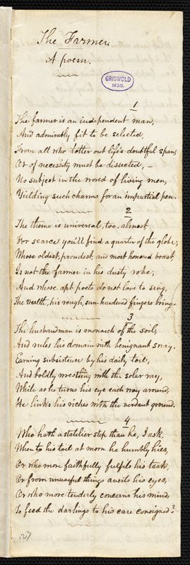Manuscript poem: "The Farmer" - Digital Commonwealth