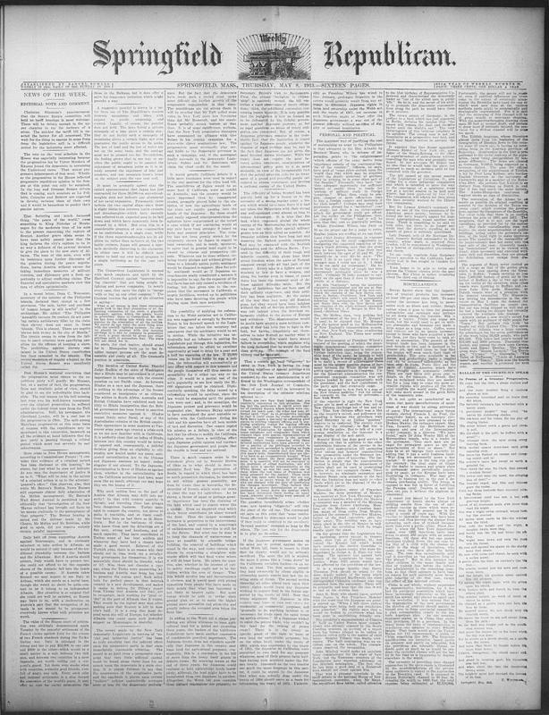 Springfield Weekly Republican. May 08, 1913 - Digital Commonwealth