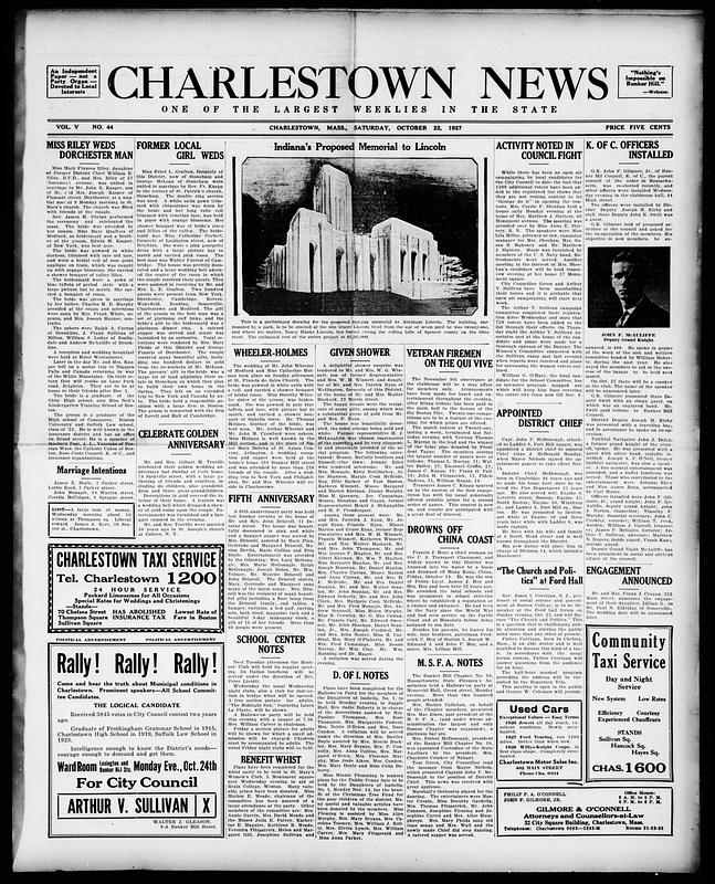 The Charlestown News. October 22, 1927 - Digital Commonwealth
