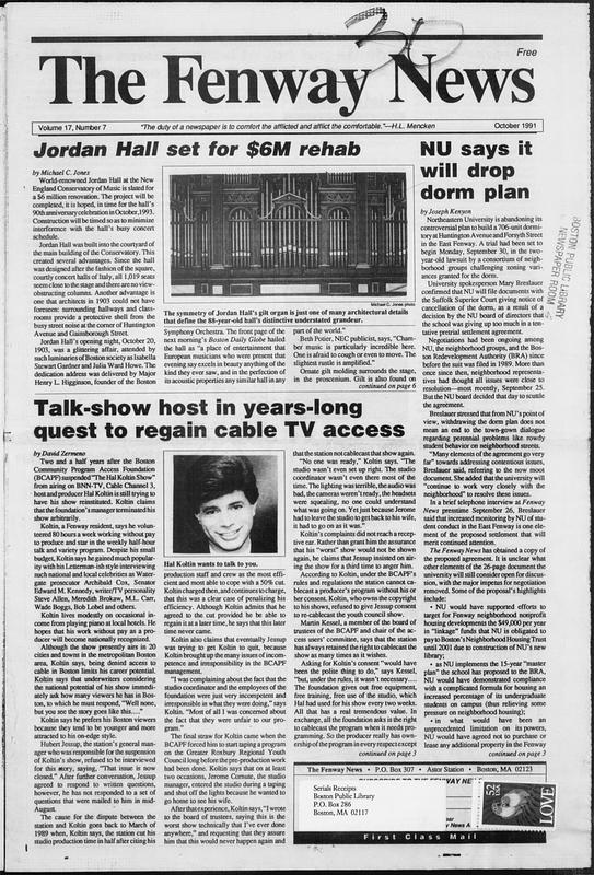 The Fenway News. October 01, 1991 - Digital Commonwealth