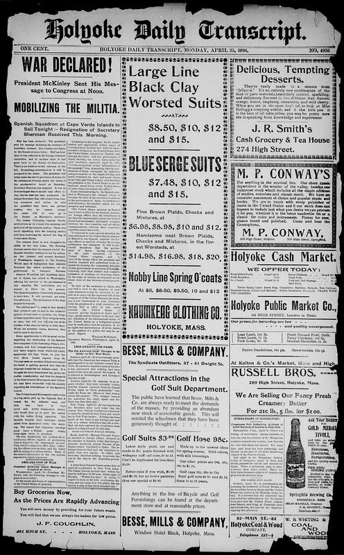 The Holyoke Daily Transcript. April 25, 1898 - Digital Commonwealth