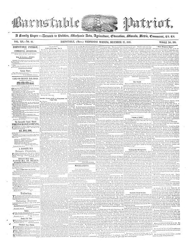 Barnstable Patriot. December 27, 1848 - Digital Commonwealth