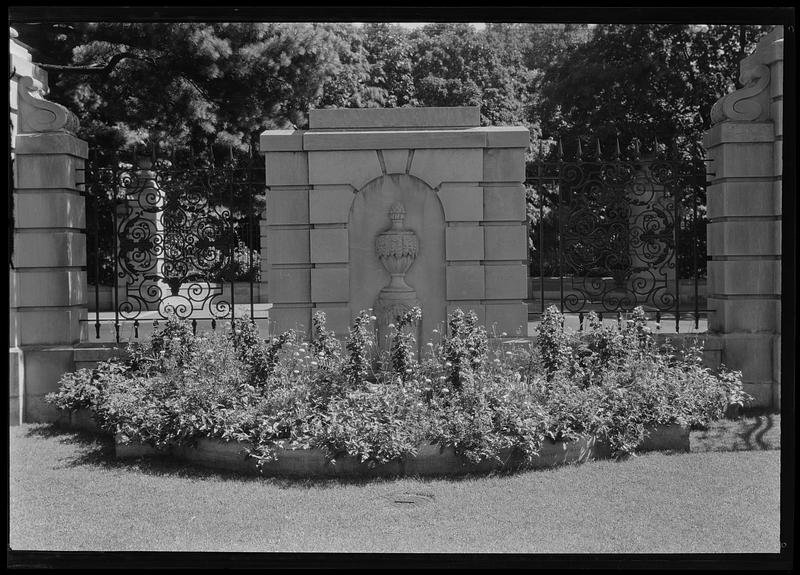 Wall fountain at the gate of Miss Frick's garden - Digital Commonwealth