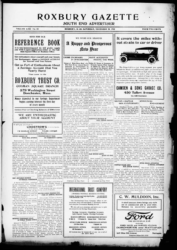 Roxbury Gazette and South End Advertiser. December 30, 1922 - Digital ...