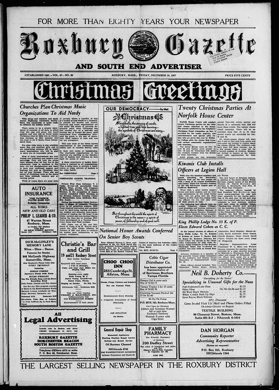Roxbury Gazette and South End Advertiser. December 19, 1947 - Digital ...