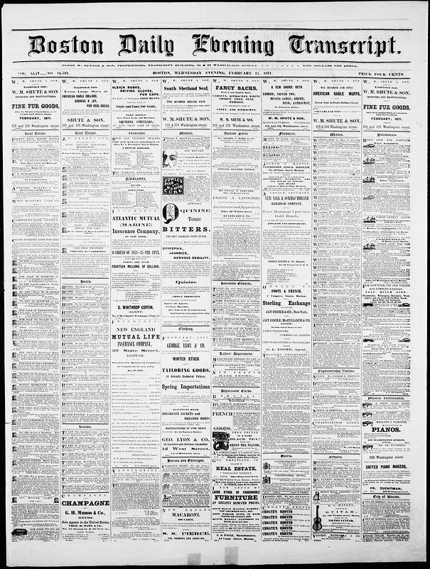 Boston Daily Evening Transcript. February 15, 1871 - Digital Commonwealth