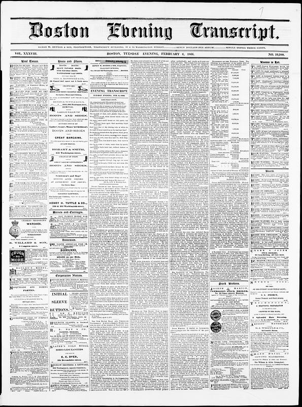 Boston Evening Transcript. February 06, 1866 - Digital Commonwealth