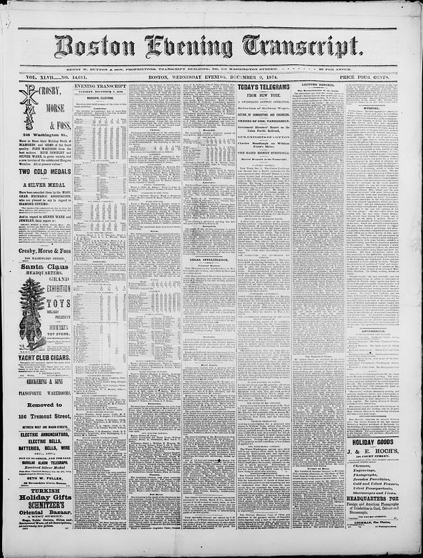 Boston Evening Transcript. December 09, 1874 - Digital Commonwealth