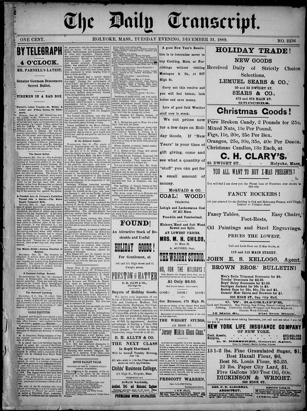 The Daily Transcript. December 31, 1889 - Digital Commonwealth