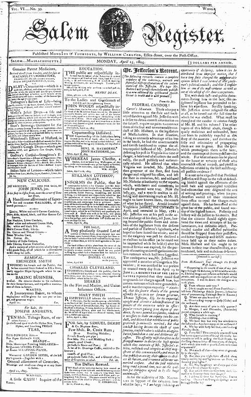 The Salem Register. April 15, 1805 - Digital Commonwealth