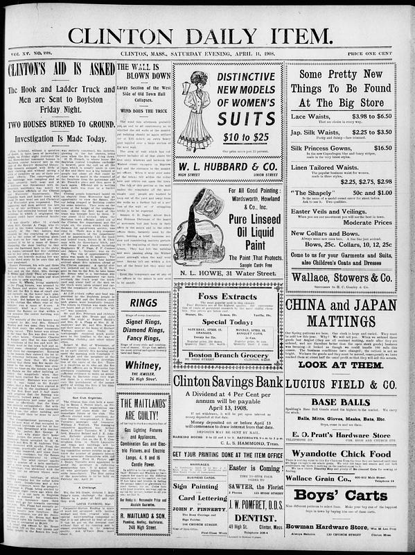 Clinton Daily Item. April 11, 1908 - Digital Commonwealth