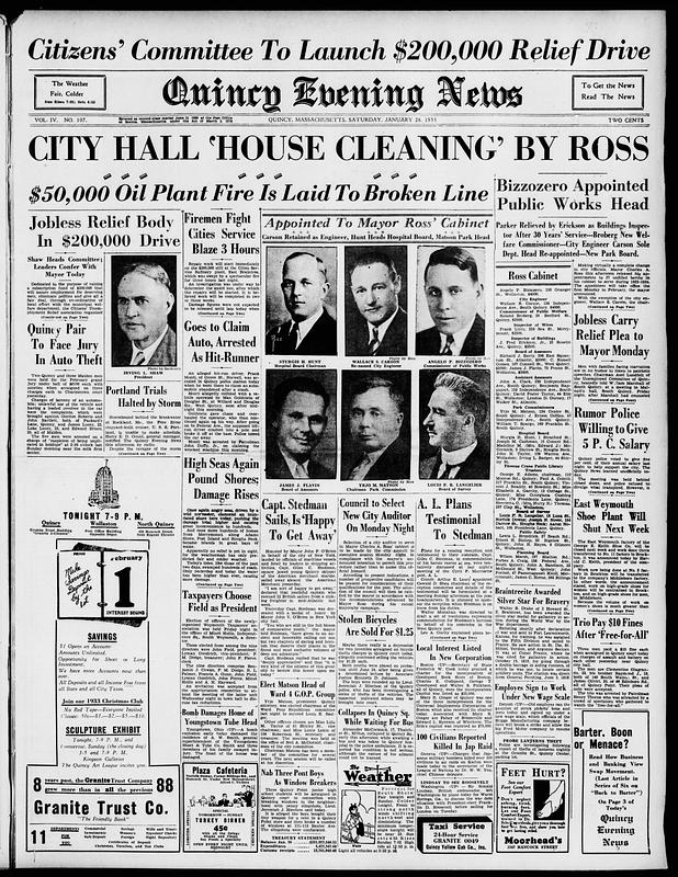 Quincy Evening News. January 28, 1933 - Digital Commonwealth